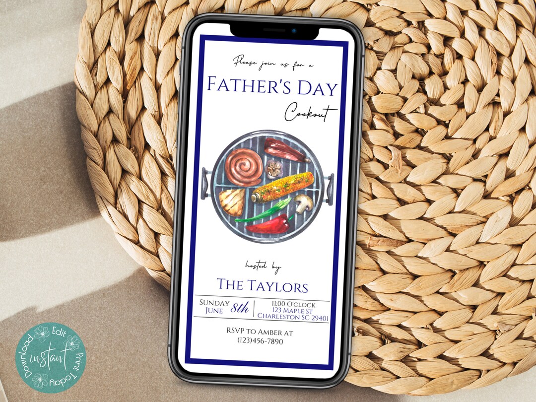 Father's Day Cookout Phone Invitation Template | Father's Day ...