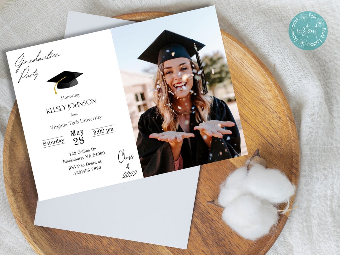 Graduation Party Photo Invitation Template | College Graduation Party ...