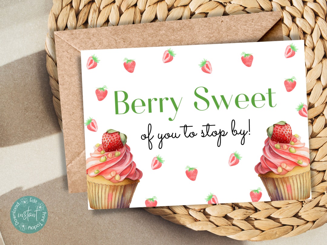 Berry Sweet One Birthday Thank You Card | Berry First Birthday Thank ...