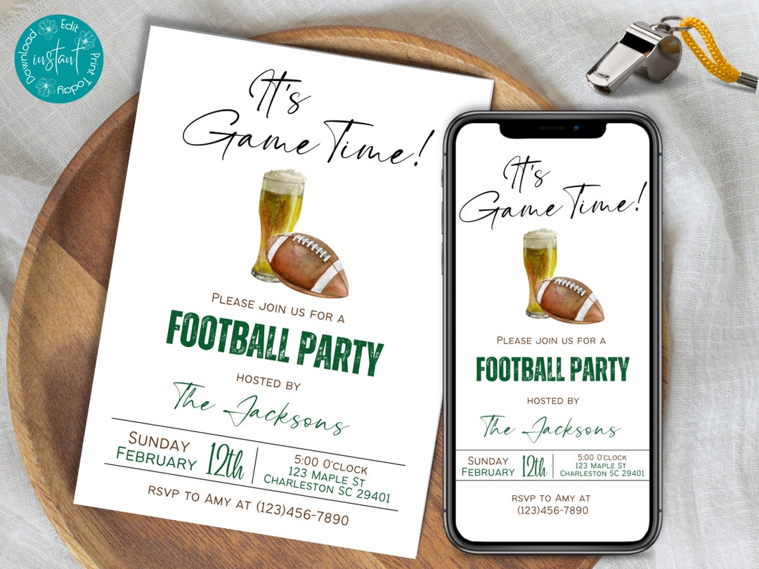 Football Championship Party Invitation Template | Football Watch Party ...