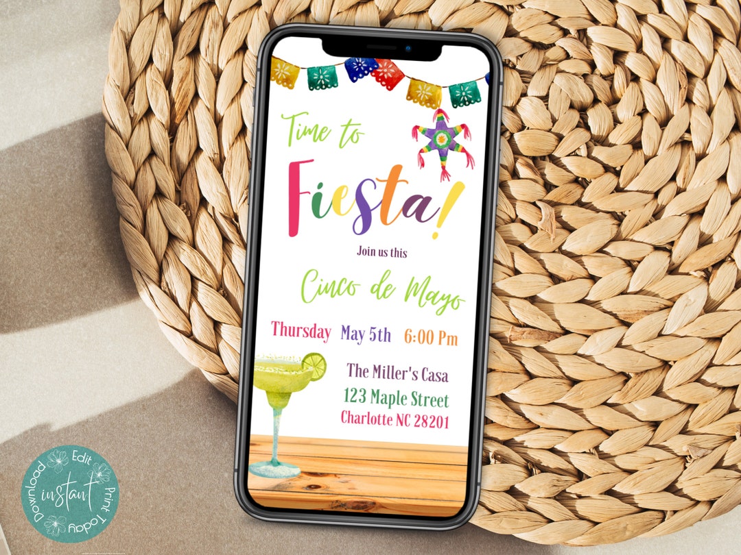 Cinco De Mayo Phone Invitation Template | Mexican Fiesta Mobile ...