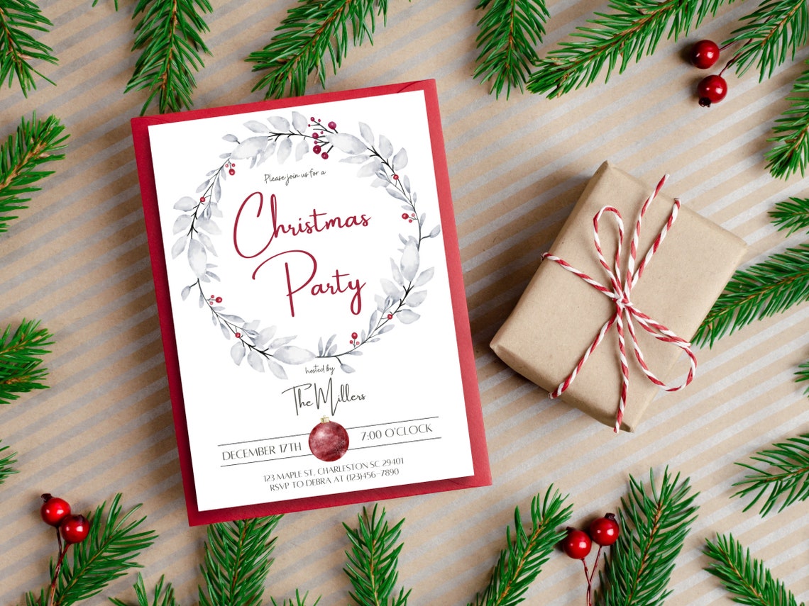 Christmas Party Invitation Template Minimalist Christmas - Etsy