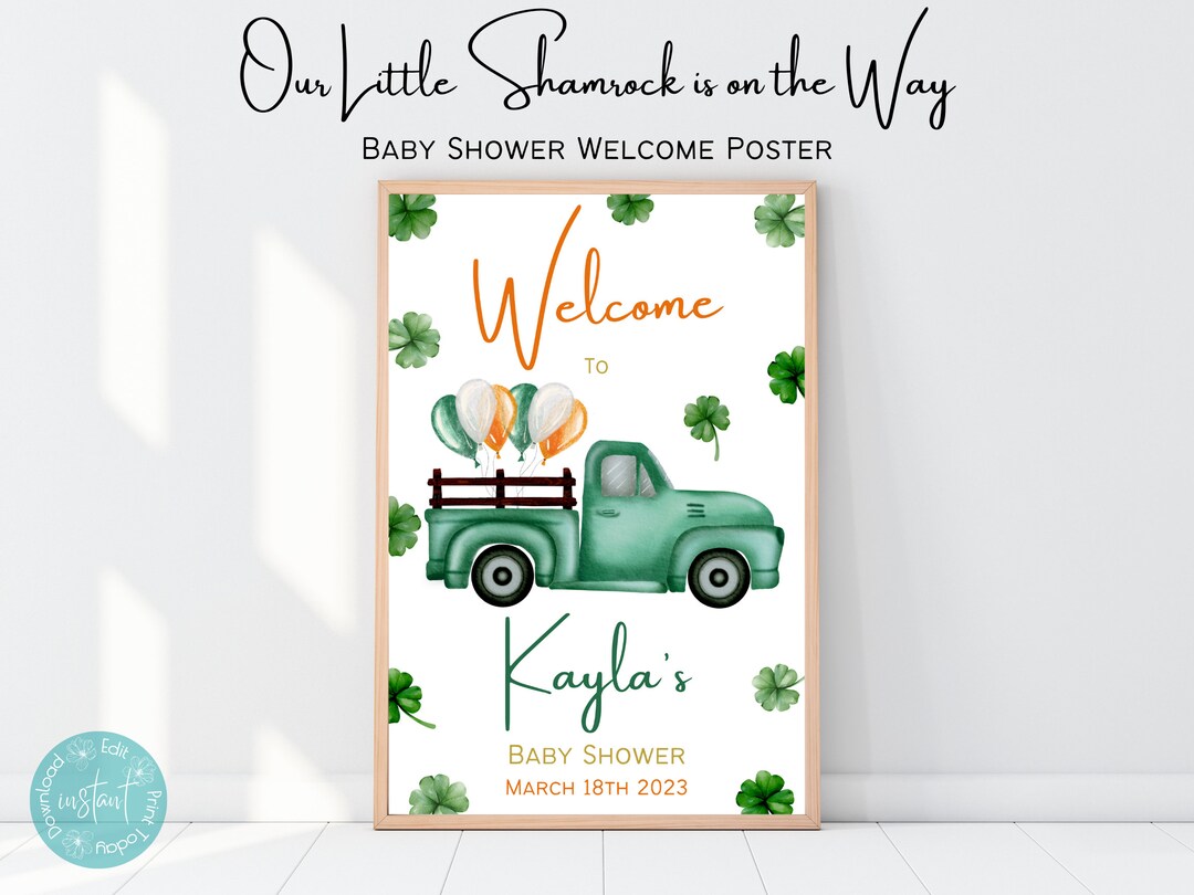 Our Little Shamrock is on the Way Baby Shower Welcome Poster | St ...