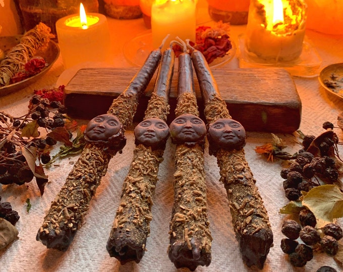 Black Protection Candle, Herbal Ritual Candle, Moon Candle, Altar ...