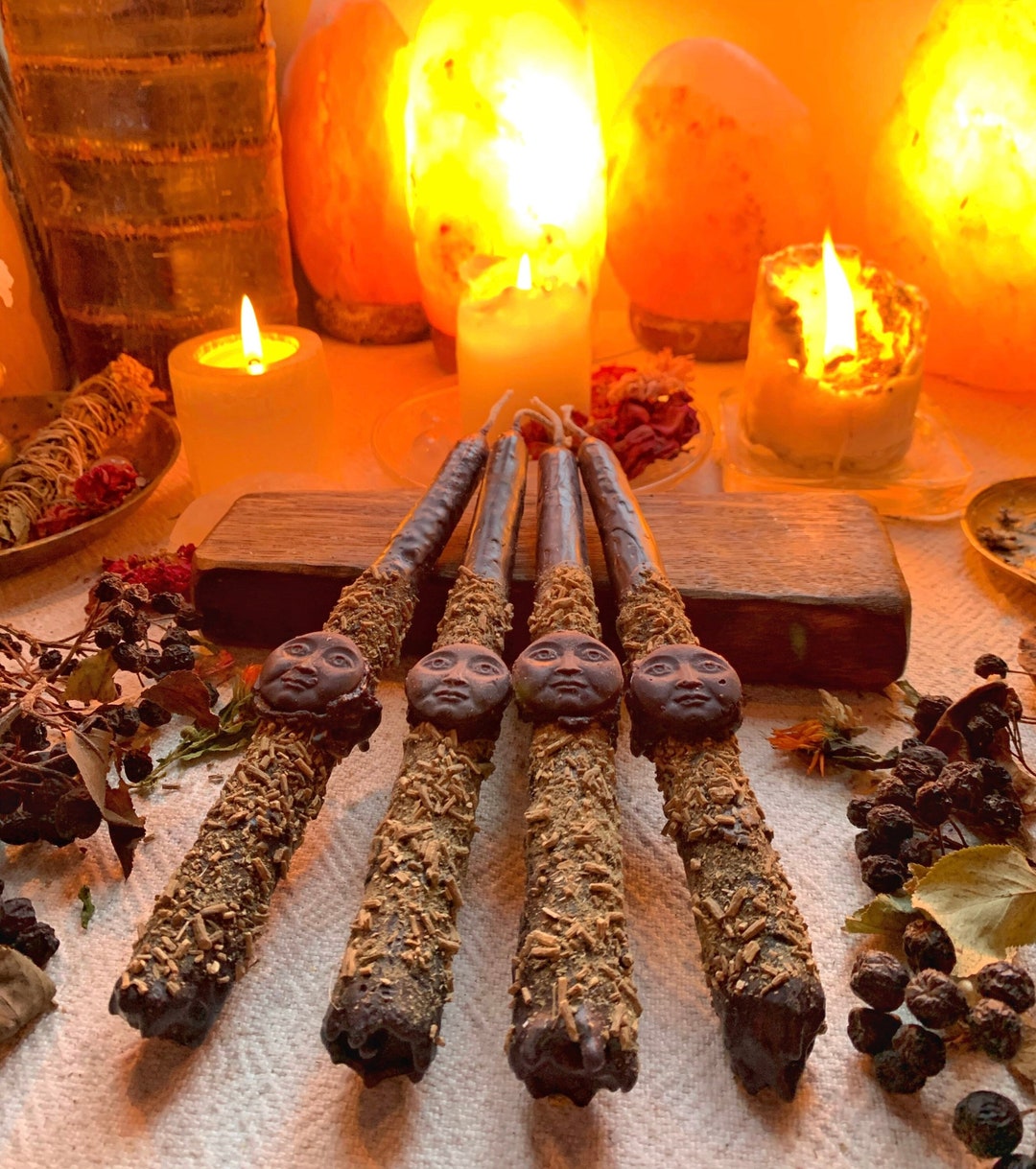 Black Protection Candle, Herbal Ritual Candle, Moon Candle, Altar ...