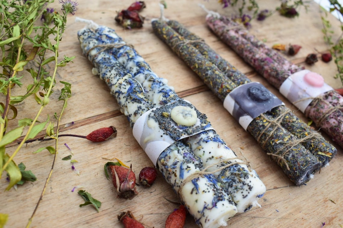 Set Herbal Spell Candles Ritual Candles Altar Candles | Etsy