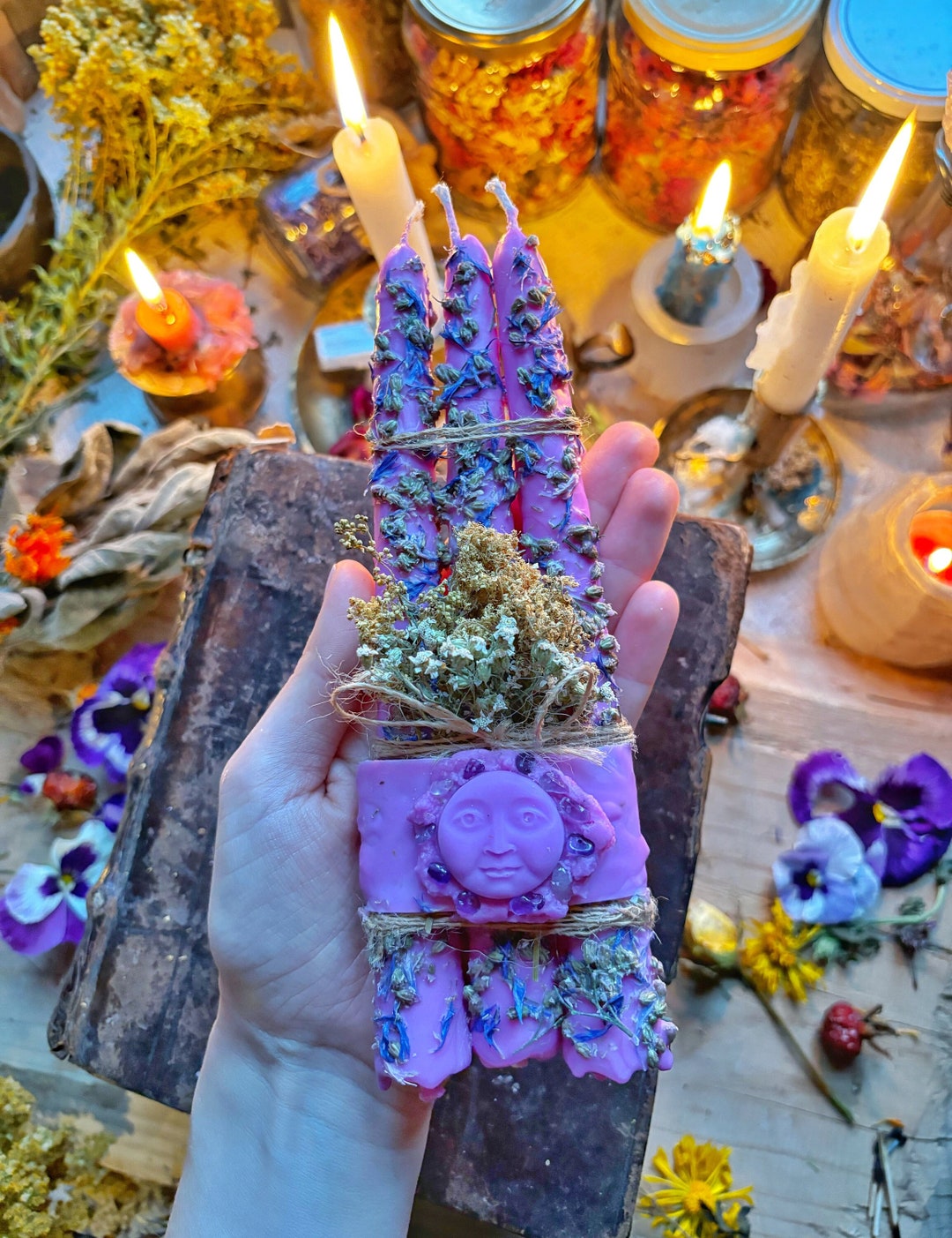 Herbal Ritual Candles, Moon Candles, Amethyst Candles, Purple Candles ...