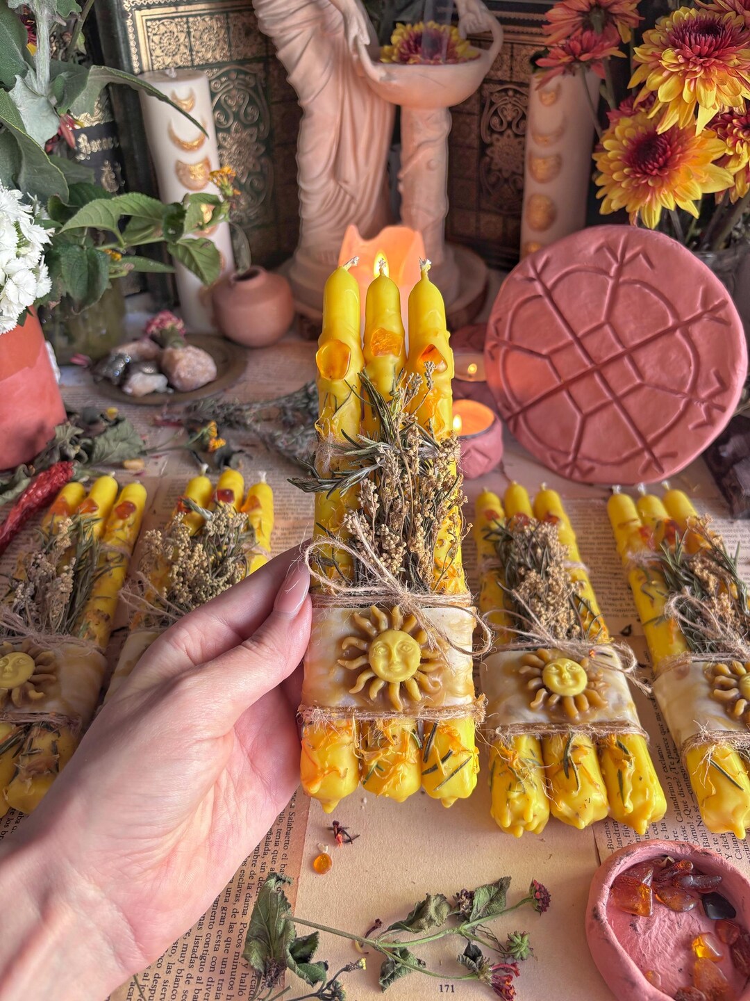 Set of 3 SAULE Ritual Candles, Inspired by Latvian Sun Goddess ...