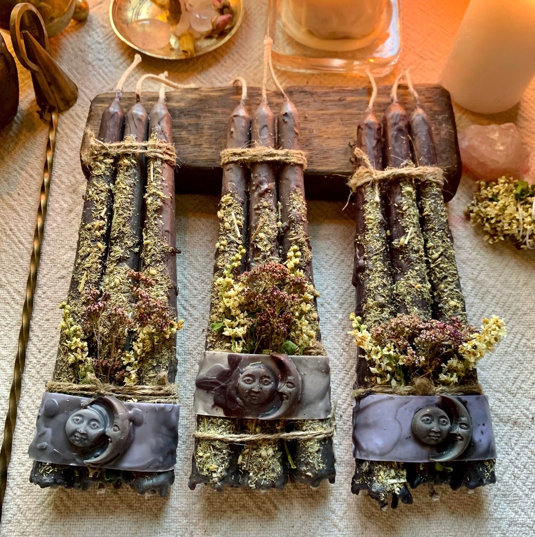 Set Black Herbal Ritual Candles, Protection Candles, Altar Candles ...
