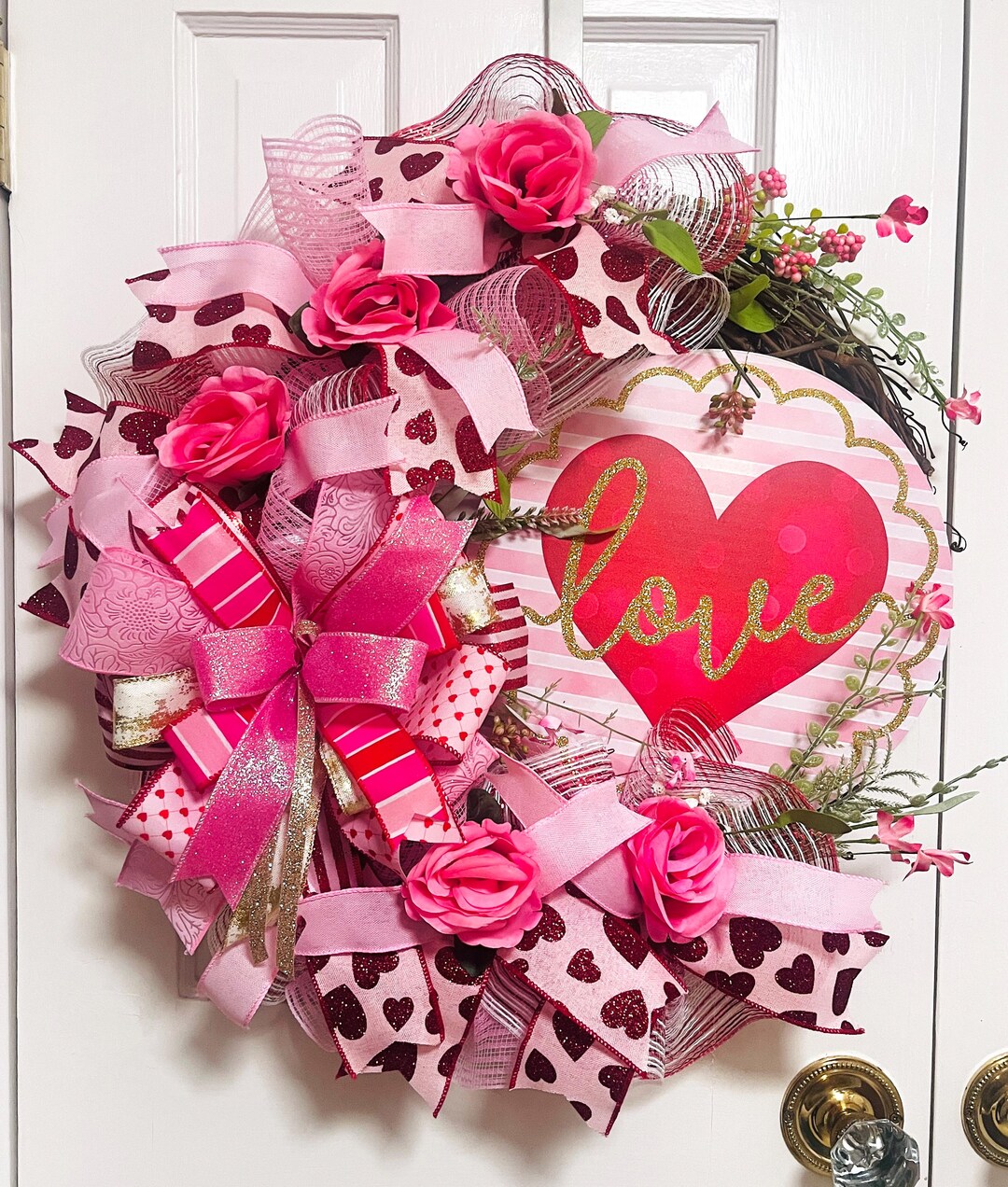 Valentine’s Day LOVE Wreath – Pink and Red Grapevine Wreath With LOVE ...