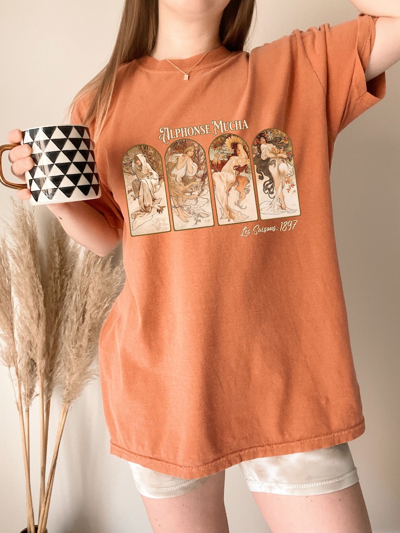 Alphonse Mucha Art Nouveau Vintage Aesthetic Artsy Shirt, Art Hoe Dark ...