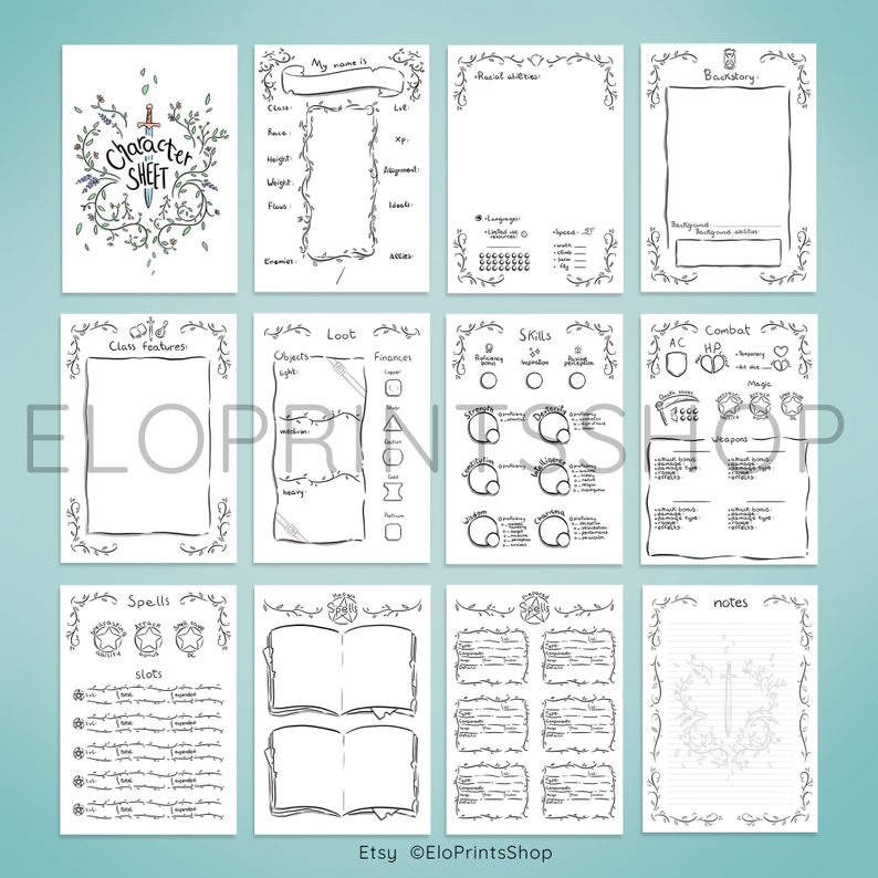 Dnd 5e Printable Character Sheet Booklet - Etsy