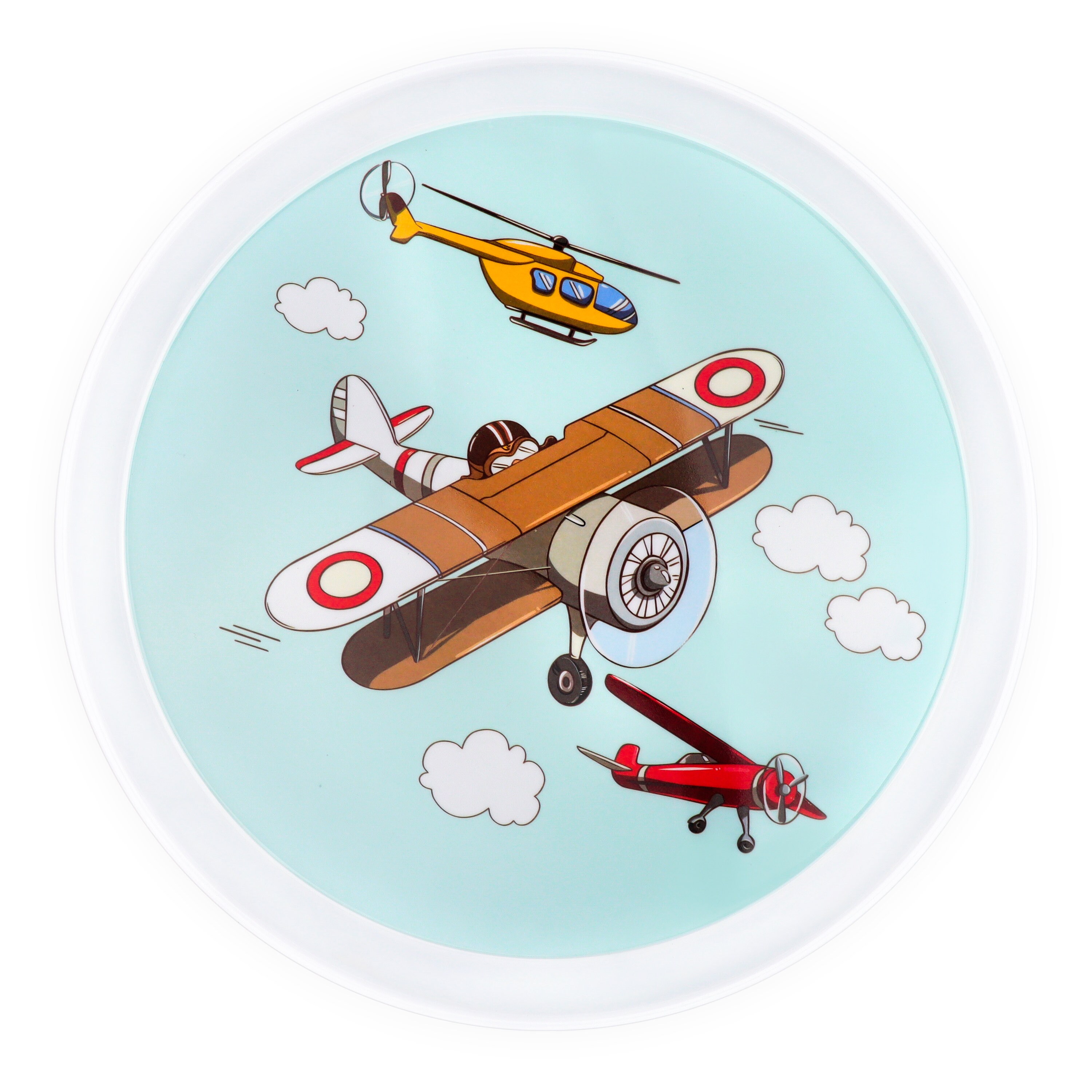 Hand Illustrated Plane Tableware Set, Large Kids Plates, Children Bowls ...