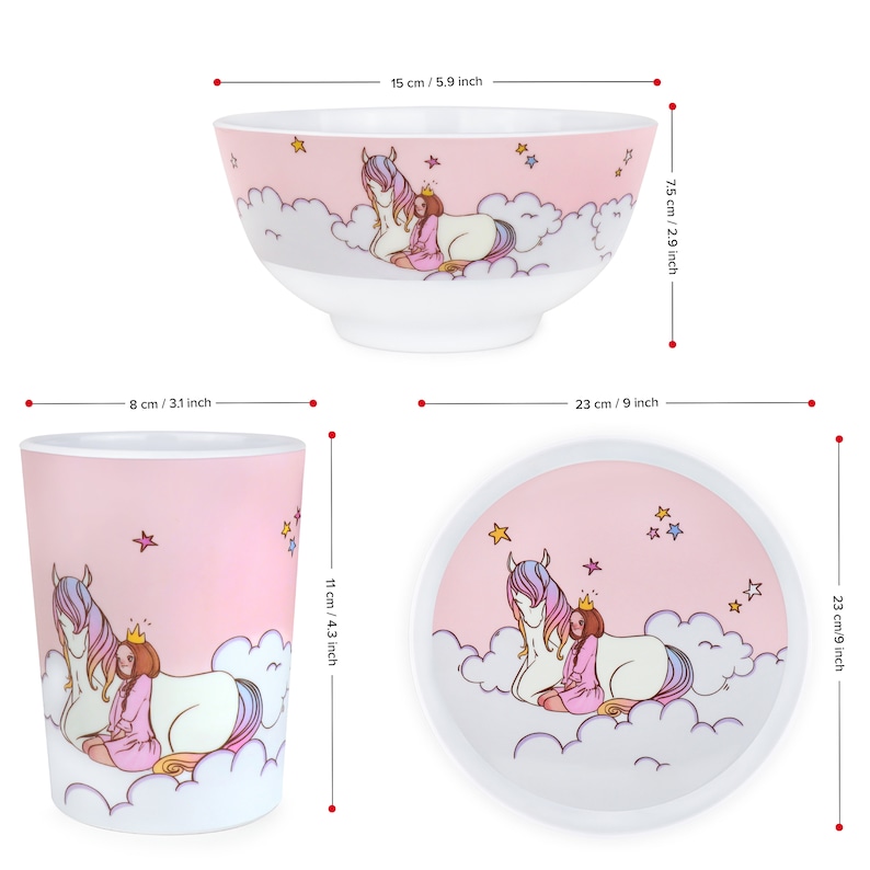 Unicorn Kid Plate Set, Childrens Melamine BPA Free Tableware for Kids ...
