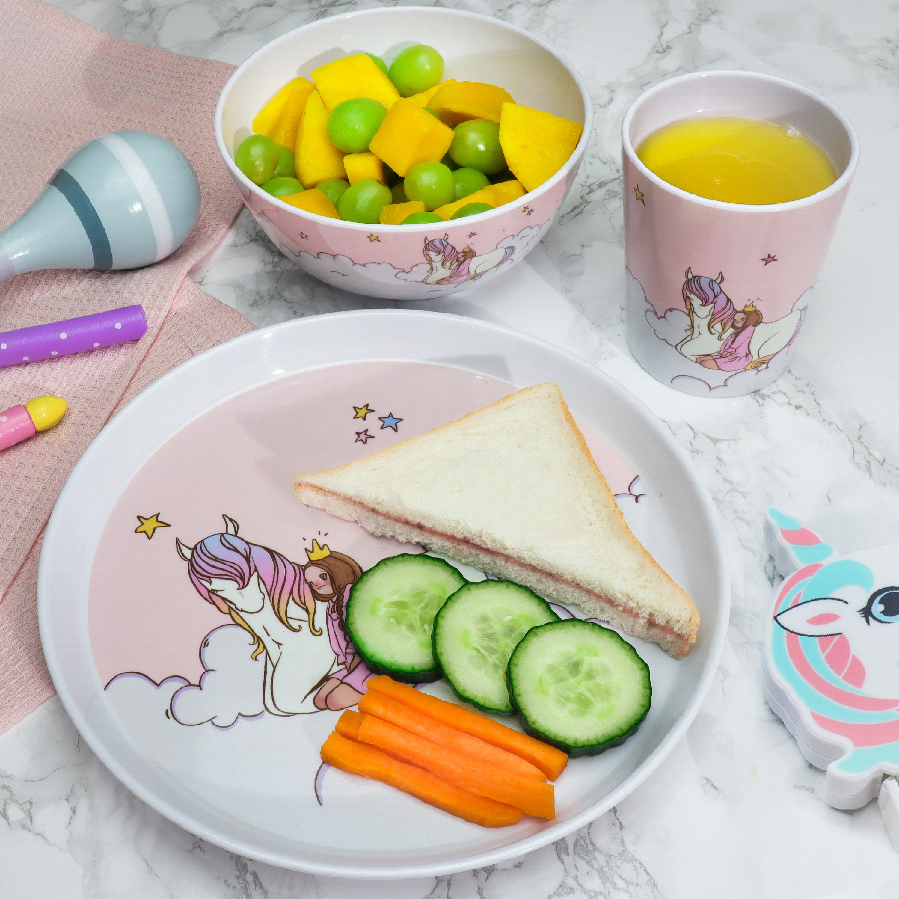Unicorn Kid Plate Set, Childrens Melamine BPA Free Tableware for Kids ...