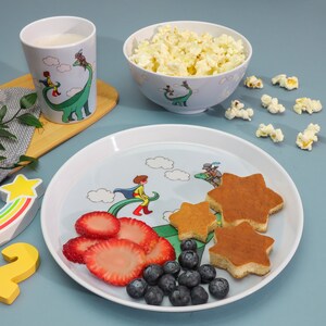 Hand Illustrated Dino Tableware Set, Large Kids Plates, Children Bowls ...