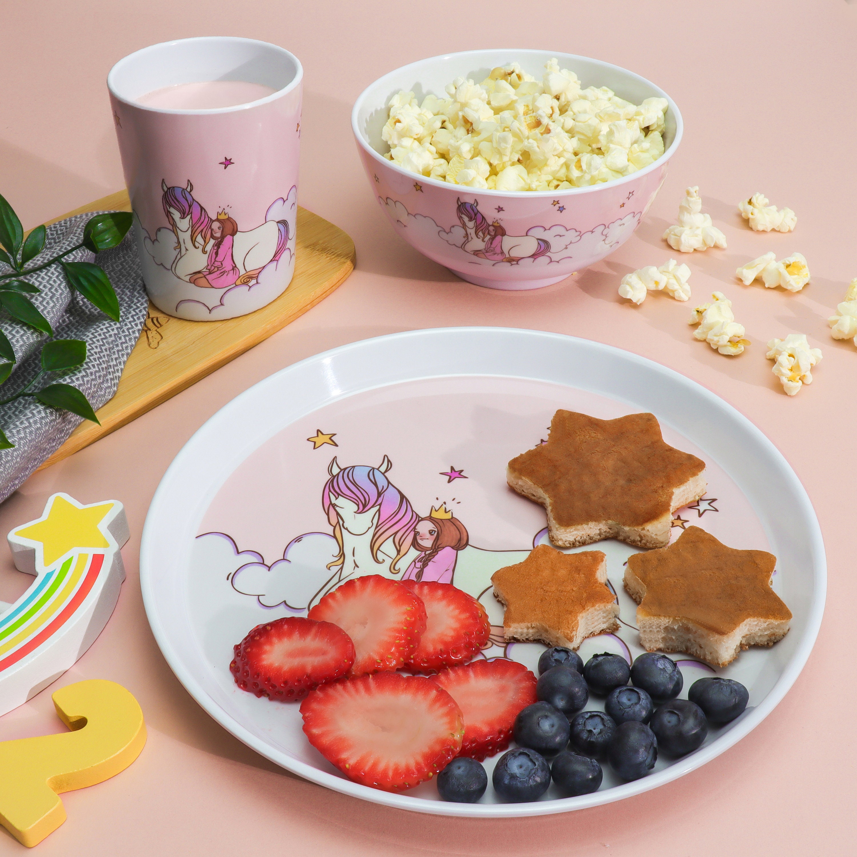 Unicorn Kid Plate Set, Childrens Melamine BPA Free Tableware for Kids ...