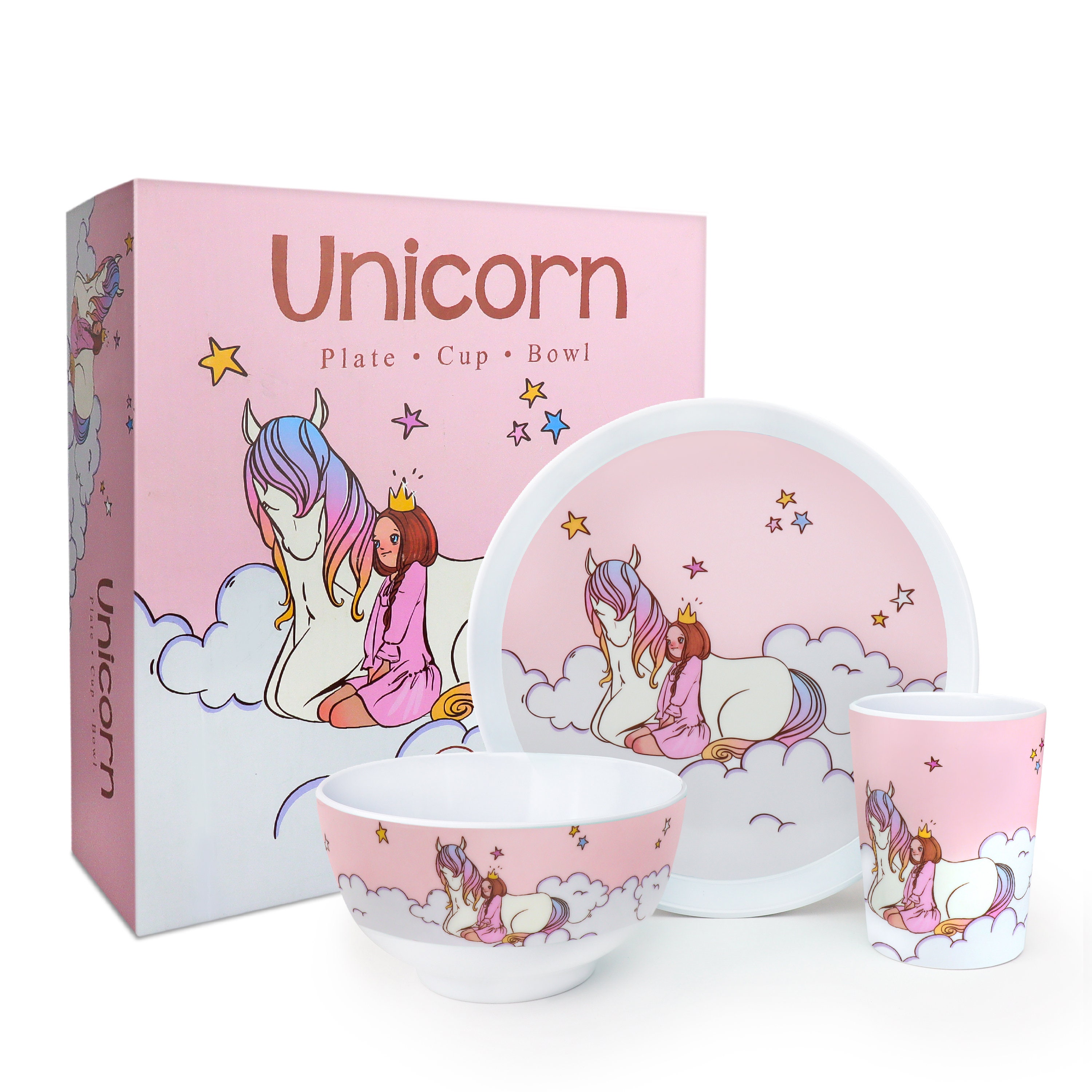 Unicorn Kid Plate Set, Childrens Melamine BPA Free Tableware for Kids ...