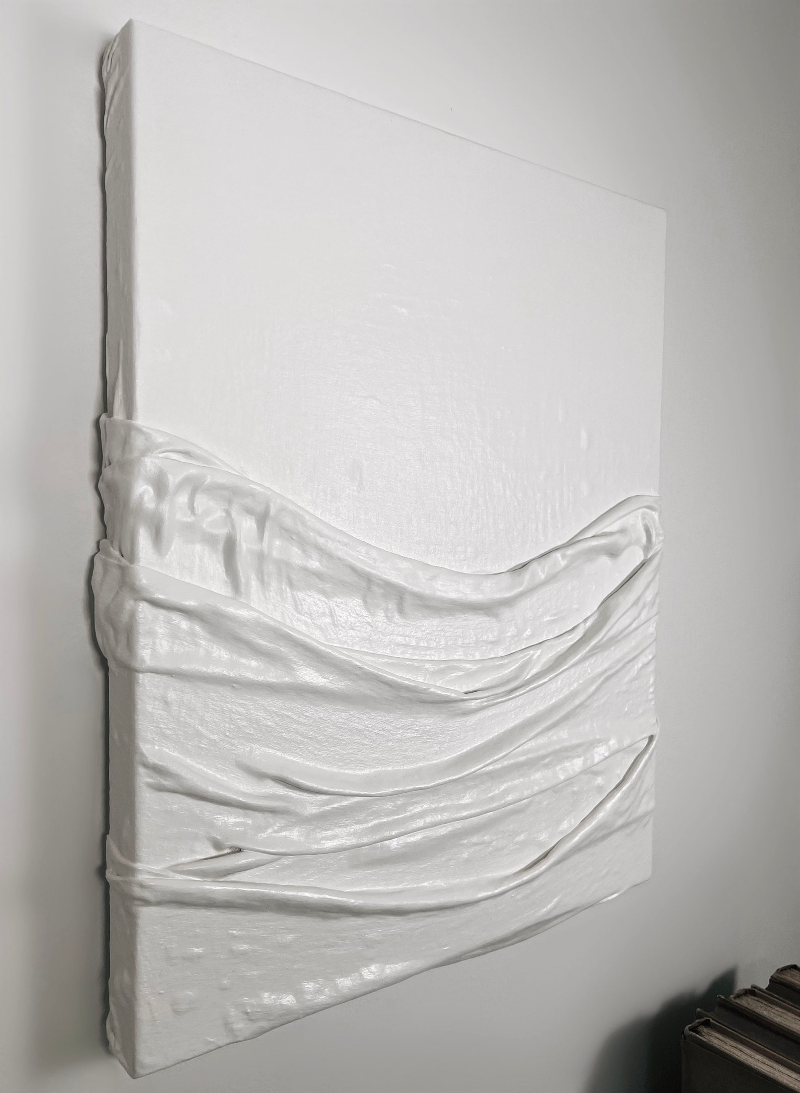 Draped Canvas Art Wall Sculpture Linen Plaster Textured Art - Etsy