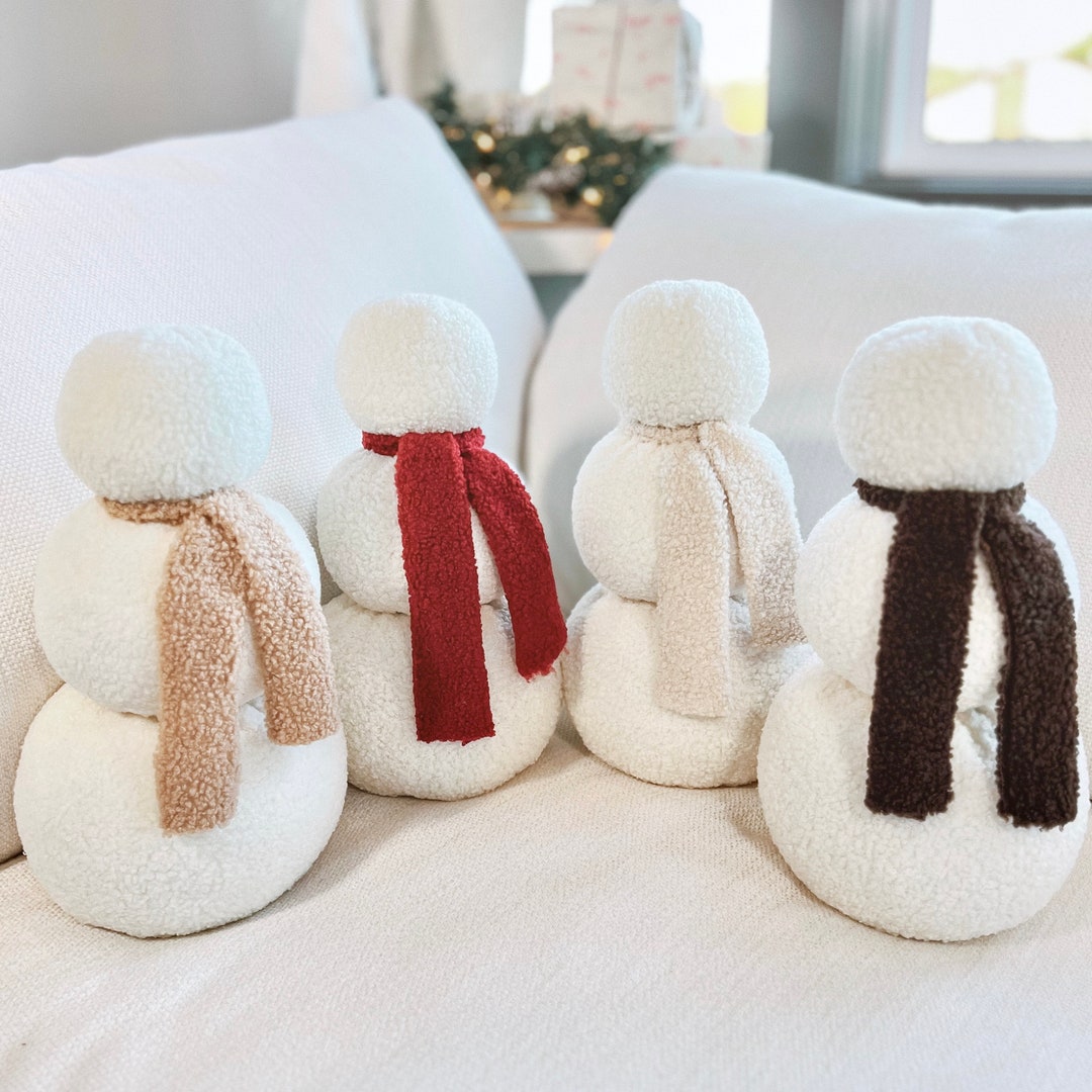 Snowman Boucle Sherpa Pillow, Snowman Pillow, Christmas Pillow, Holiday ...