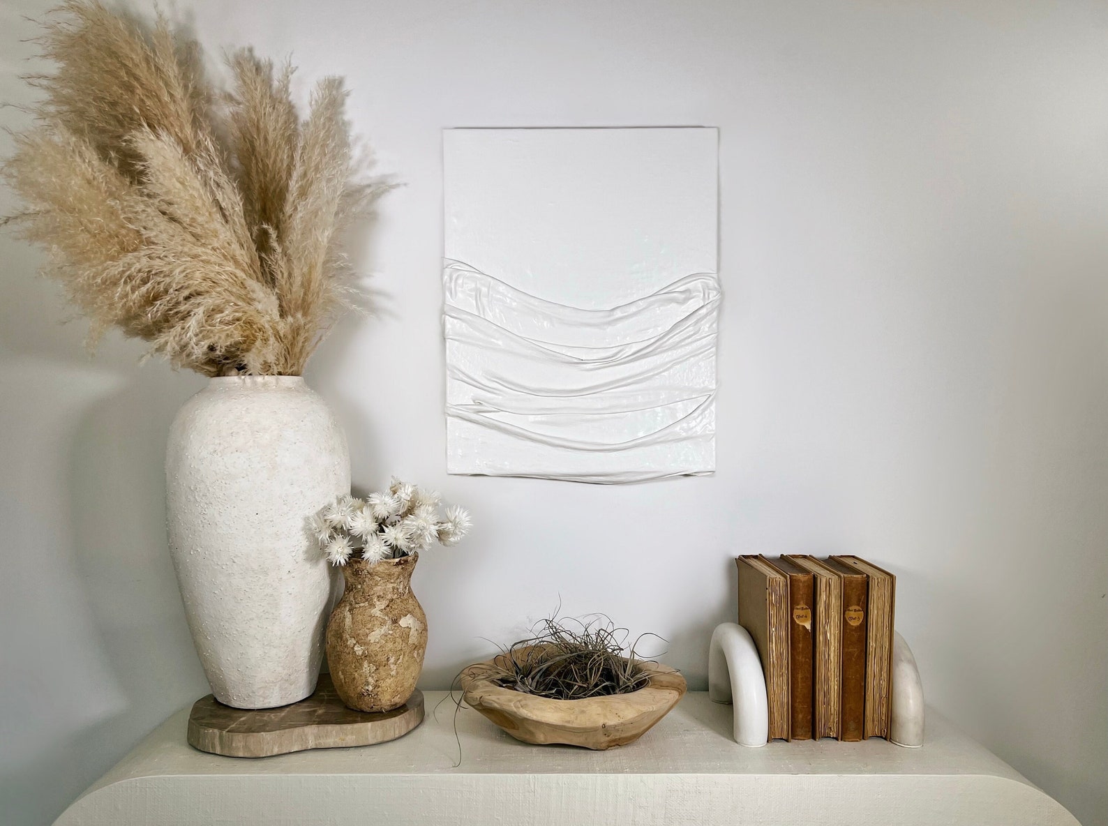 Draped Canvas Art Wall Sculpture Linen Plaster Textured Art - Etsy