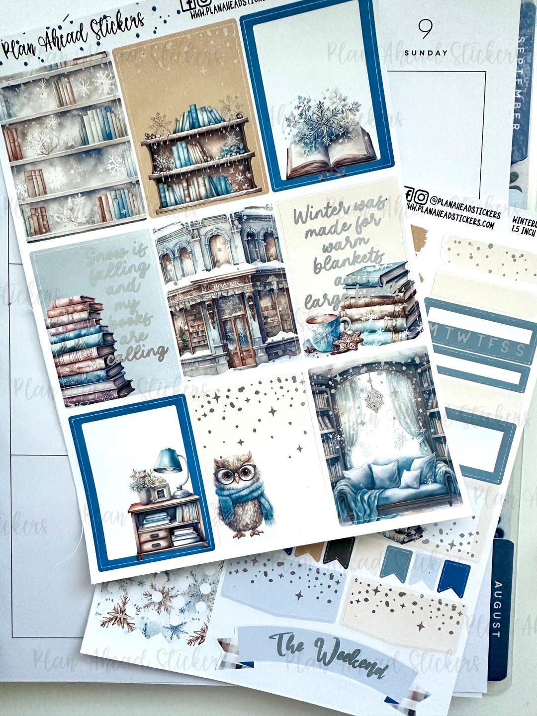 DELUXE FOILED Winterly Books Add on 2 PG Planner Sticker Kit Erin ...