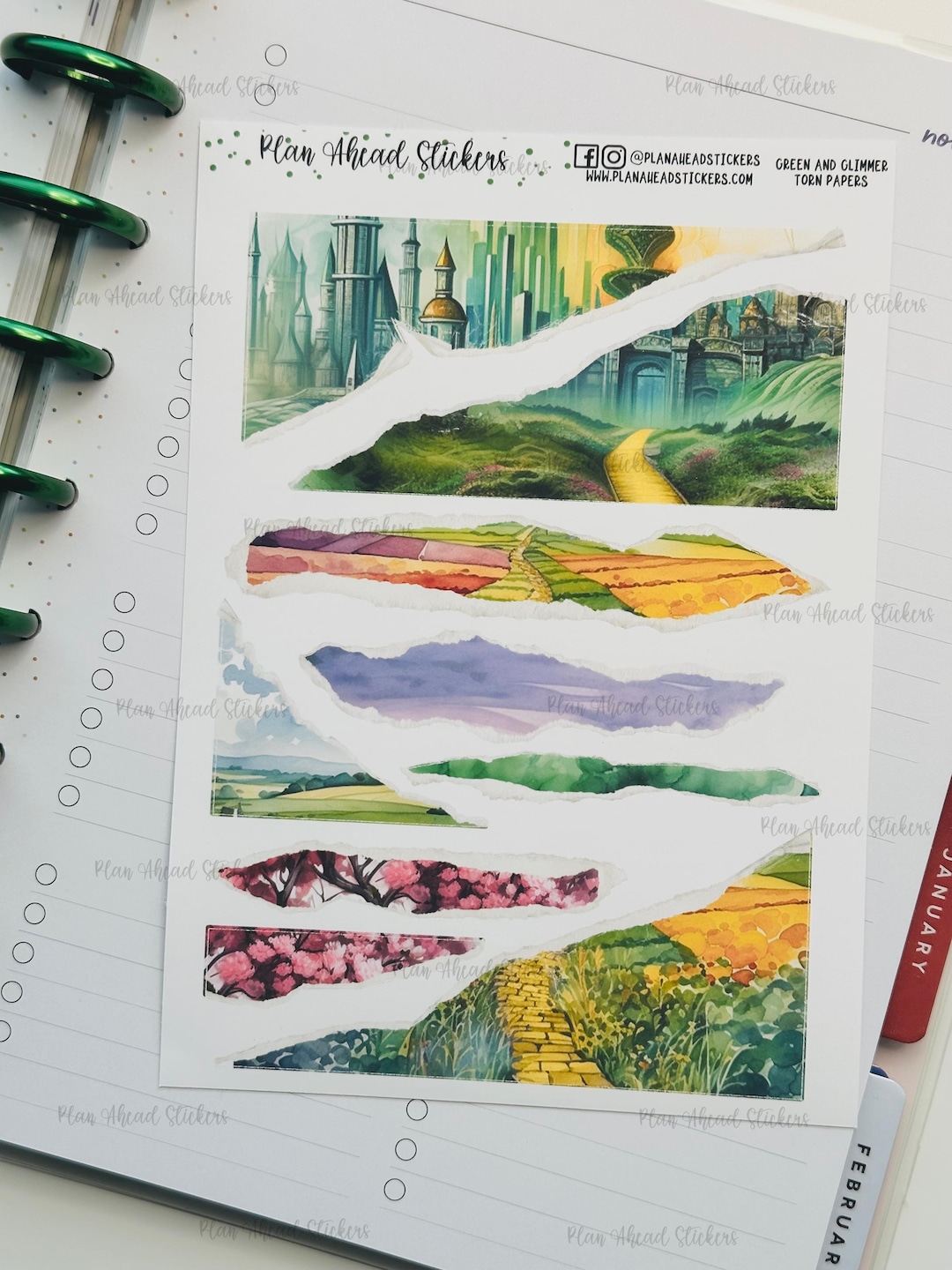 Green and Glimmertorn Paper Bullet Journaling Planner Stickers Happy ...