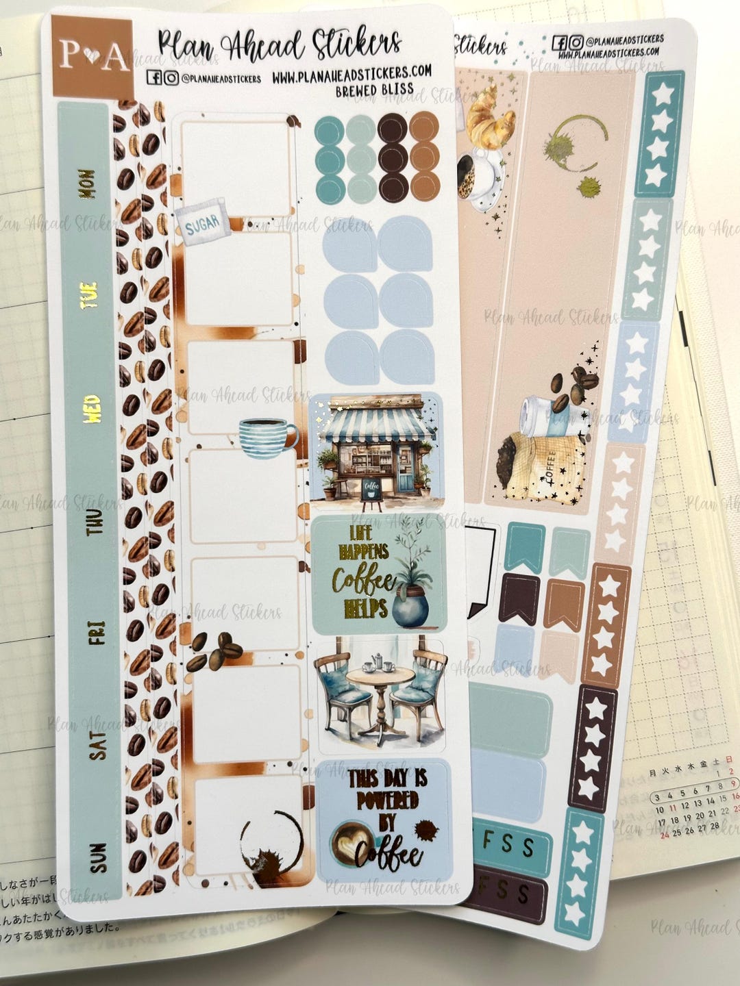 DELUXE FOILED Brewed Bliss Hobonichi Weeks WEEKLY Sticker Planner Kit ...