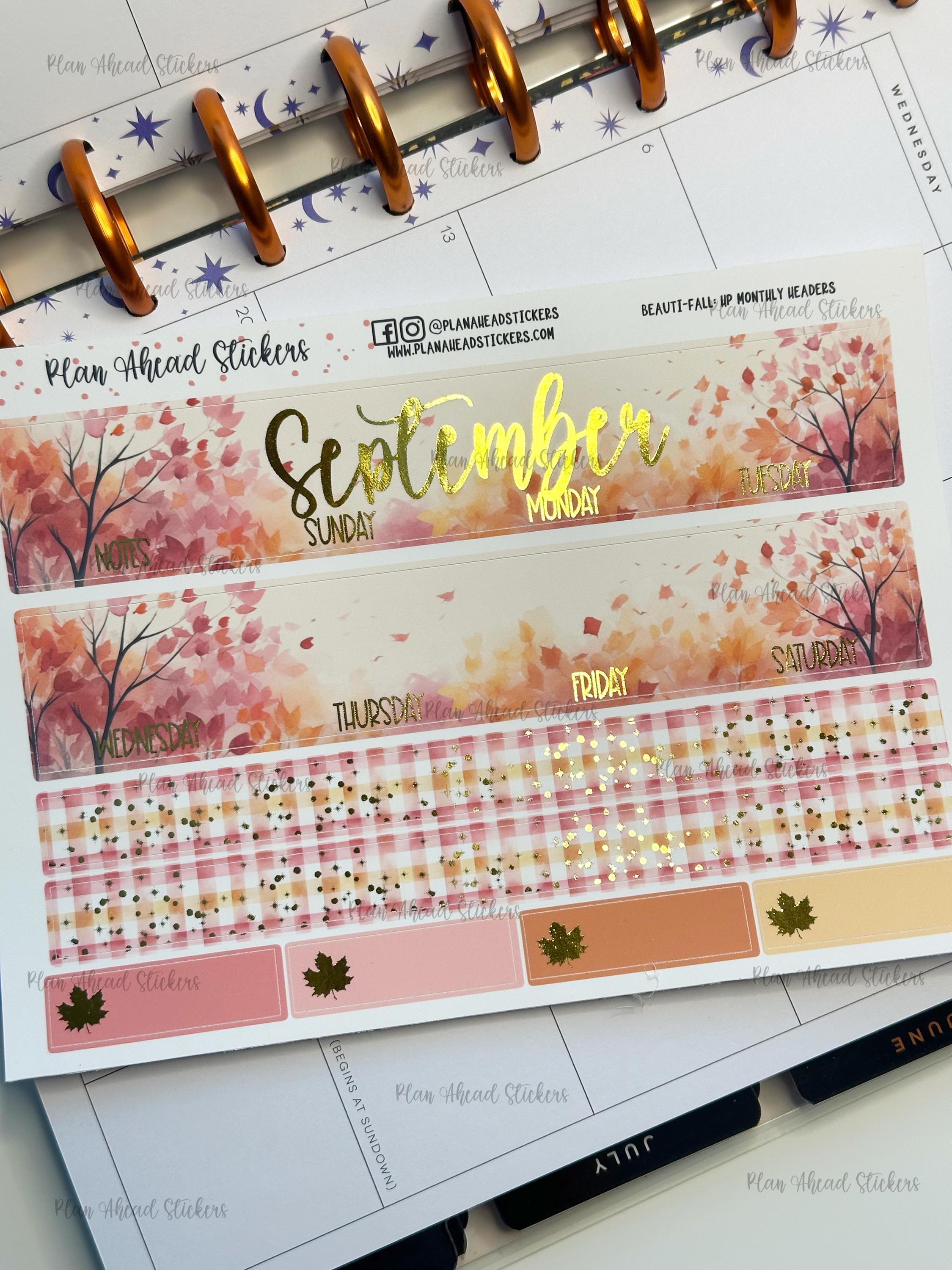 Beauti-fall September Monthly Headers for Erin Condren Planners (1.5 ...