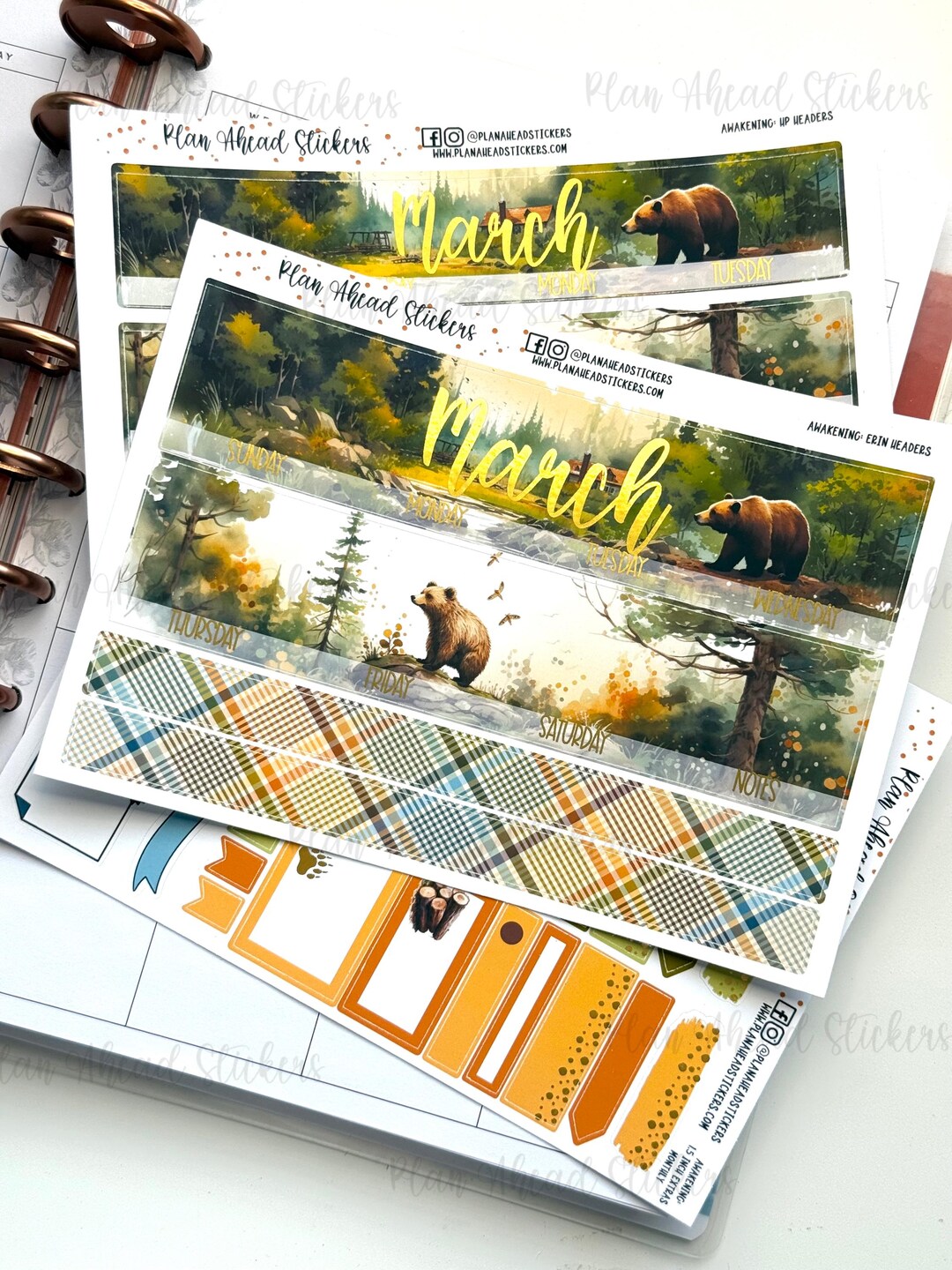 FOILED March Monthly Headers: Spring Awakening Planner Stickers (1.5 ...