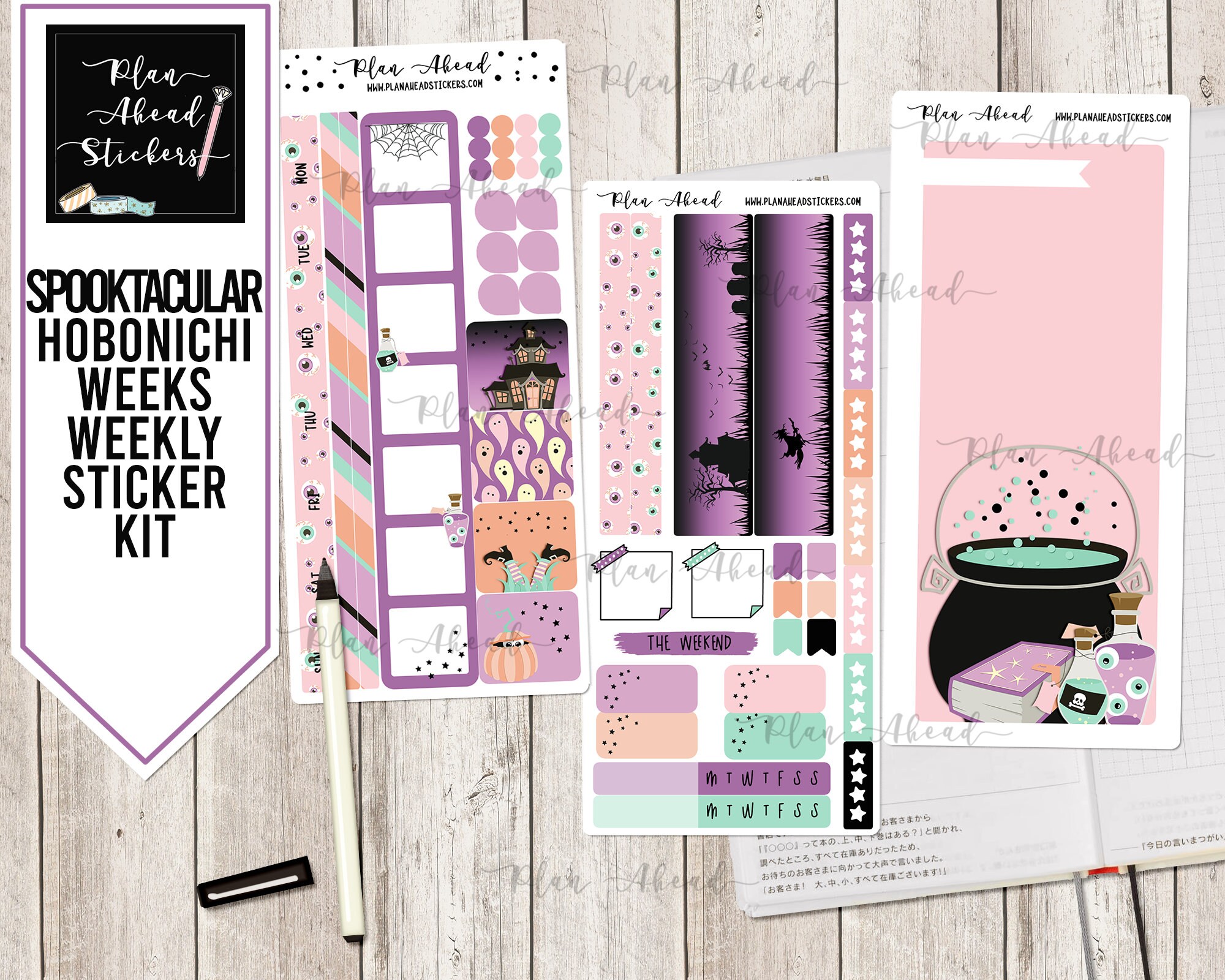 DELUXE FOILED Spooktacular Halloween Hobonichi Weeks WEEKLY Sticker ...