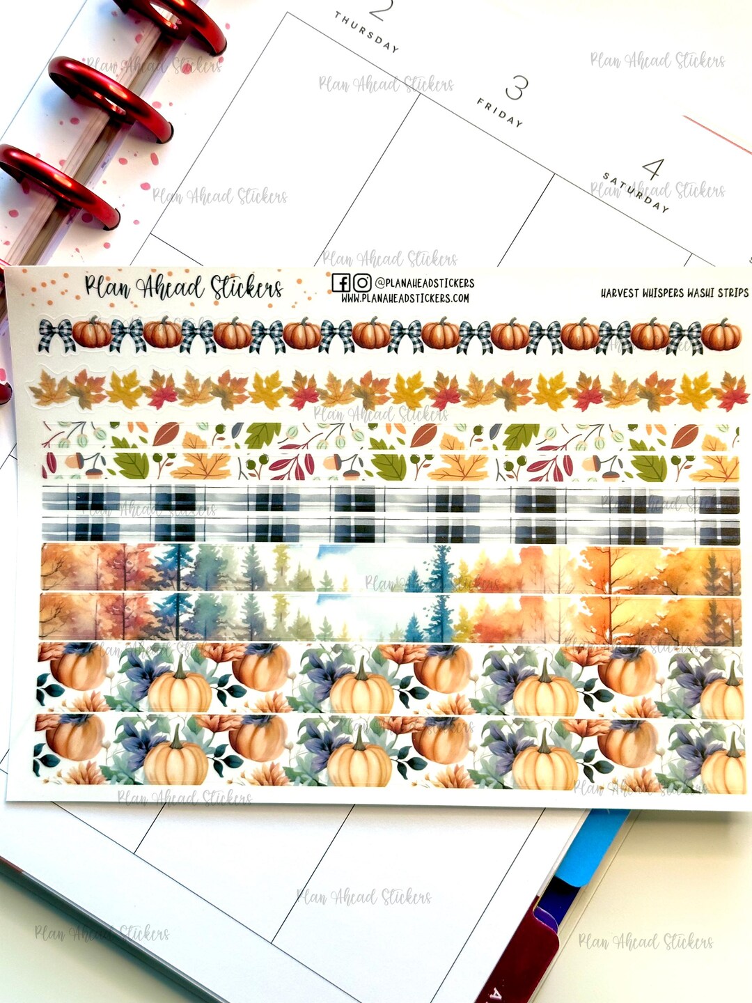 Fall Washi Strip Stickers | Harvest Whispers, Bullet Journal (5x7") - Etsy