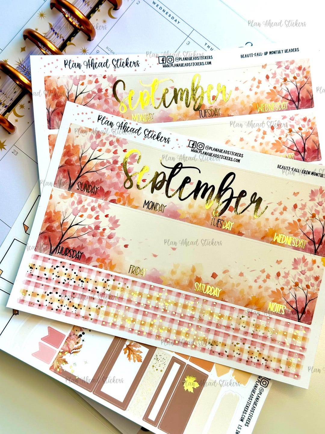Beauti-fall September Monthly Headers for Erin Condren Planners (1.5 ...