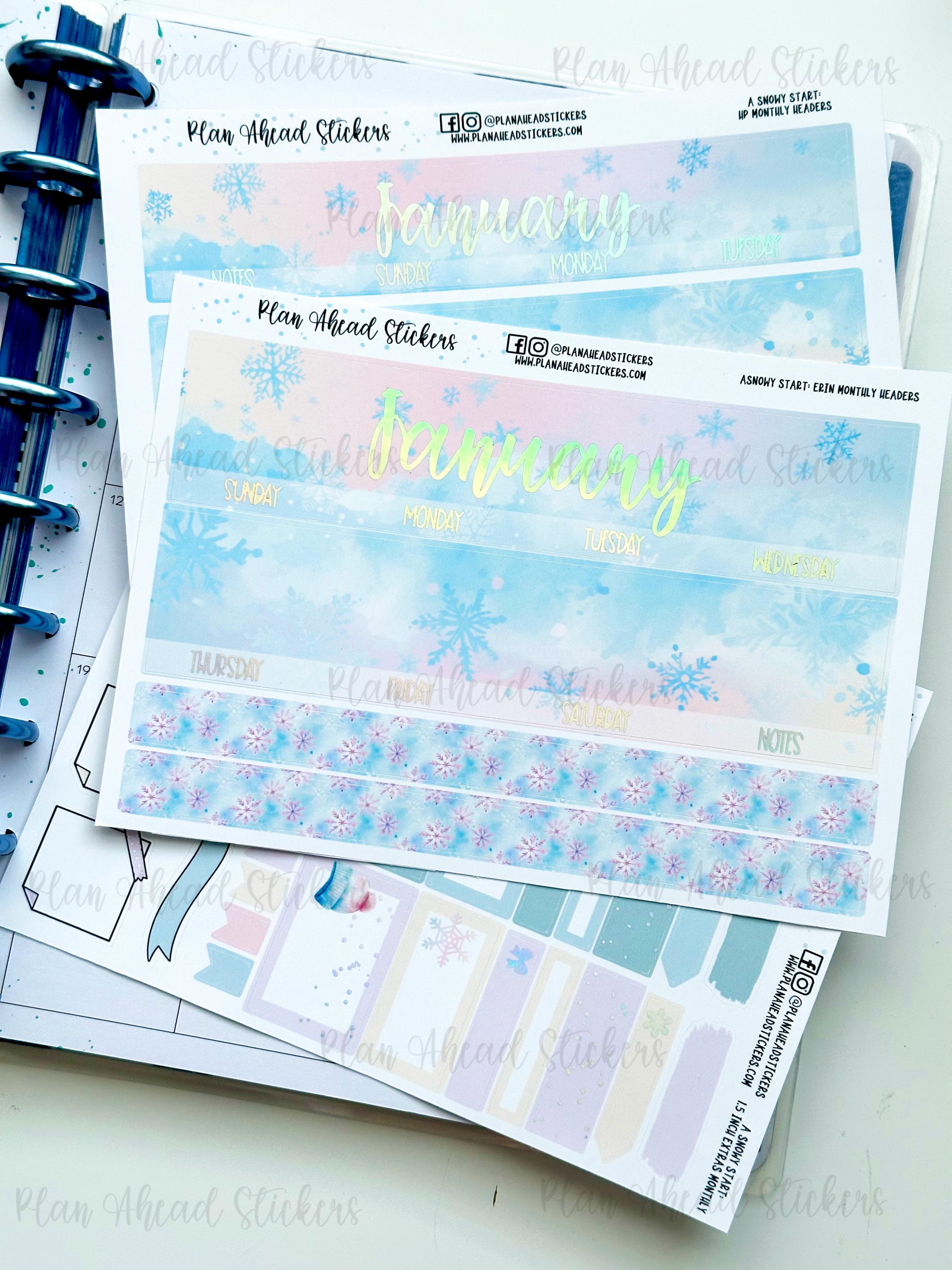 FOILED 7x9 MONTHLY A Snowy Start New Years Winter Erin Condren Happy ...