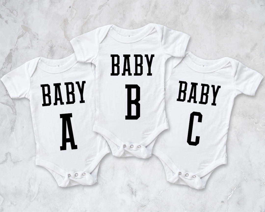 Triplet Body Suits Triplet Pack- Baby A, Baby B, Baby C, Infant ...