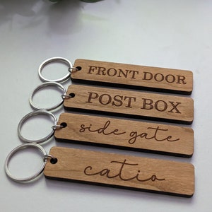 Personalised Oak, Cherry, Walnut Keyring | Keyring for Home, Holiday ...