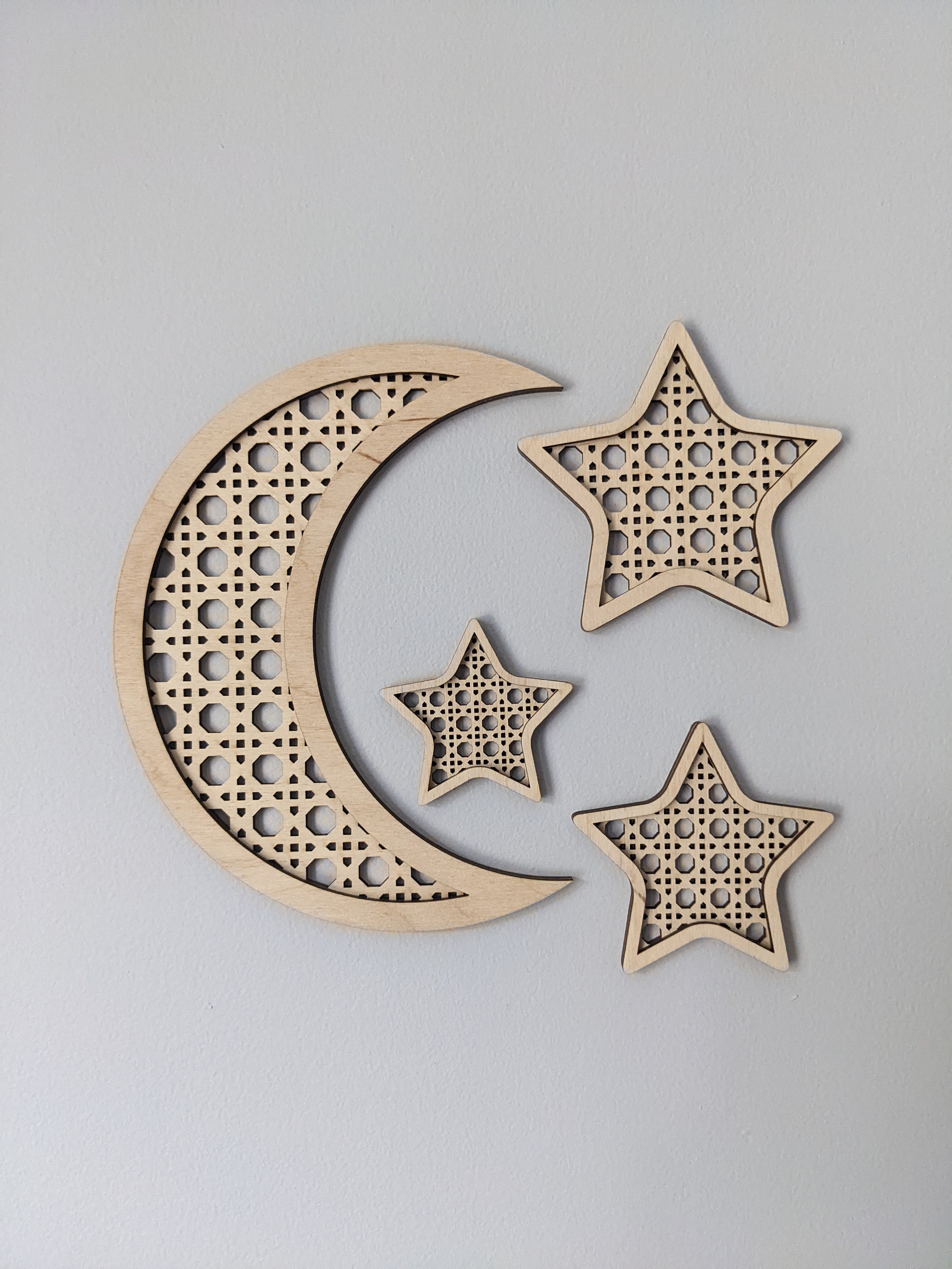 Rattan Inspired Moon and Star Set Rattan Moon Rattan Star - Etsy