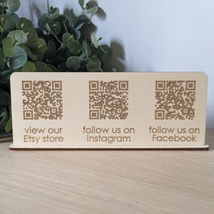 Triple QR Code Sign | Tripe QR Code Plaque | QR Code Website, Etsy, Facebook, Instagram, Payment ...
