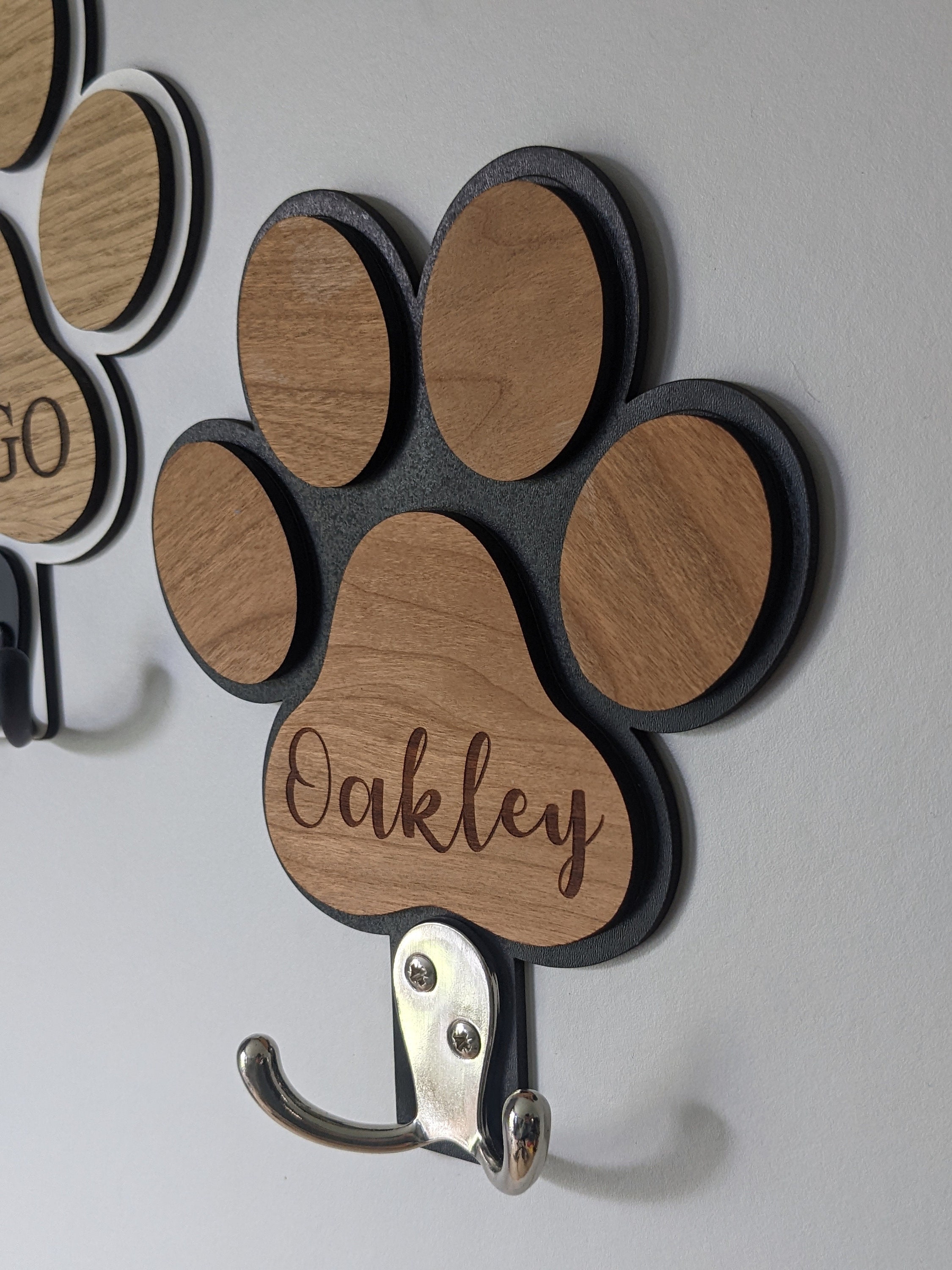 Personalised Dog Lead Hook Dog Lead Holder Dog Paw Print - Etsy UK
