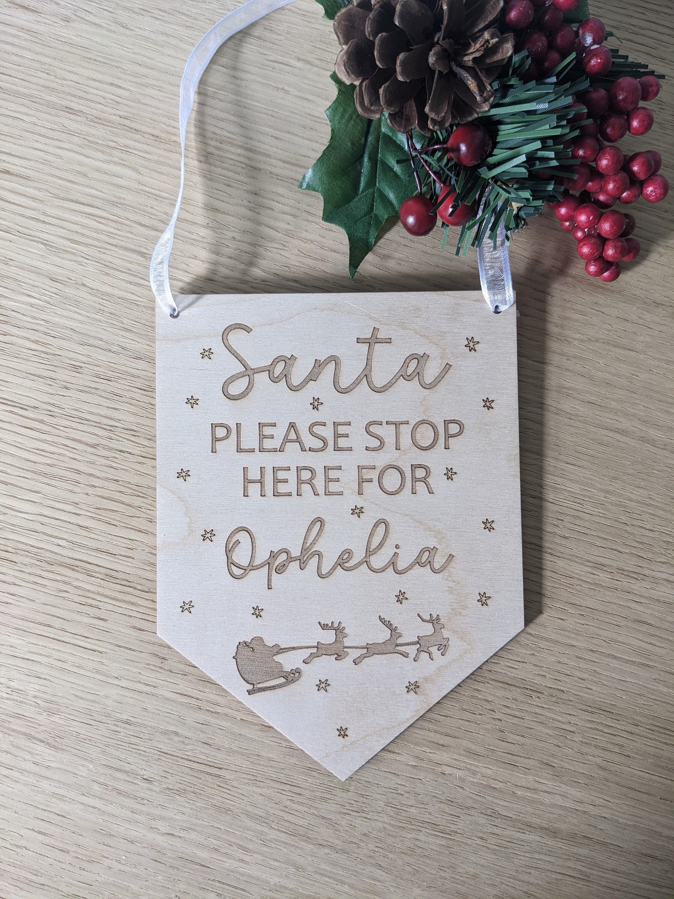 Santa Please Stop Here for Sign | Wooden Santa Please Stop Sign ...