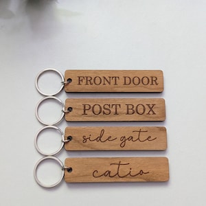 Personalised Oak, Cherry, Walnut Keyring | Keyring for Home, Holiday ...