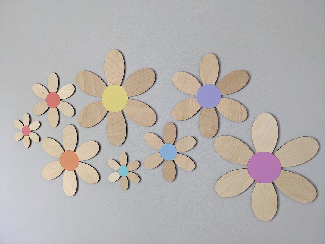 Wooden Flower Wall Art Wooden Daisy Flower Colourful Flower Wall Art ...