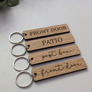 Personalised Oak, Cherry, Walnut Keyring | Keyring for Home, Holiday ...