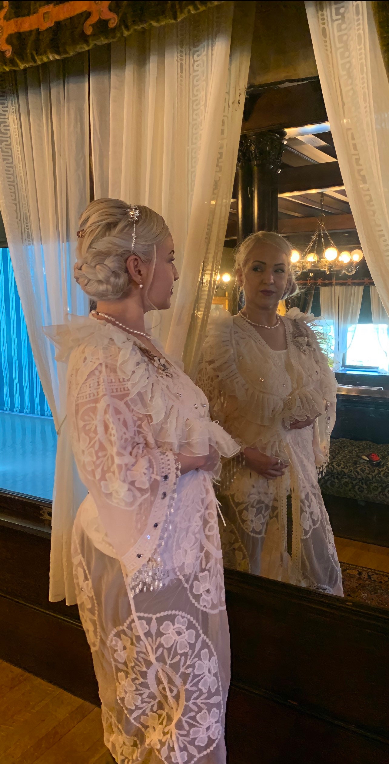 Light Pink Ruffled, Flower, Rhinestone Duster With Pearl Beaded Sleeves ...