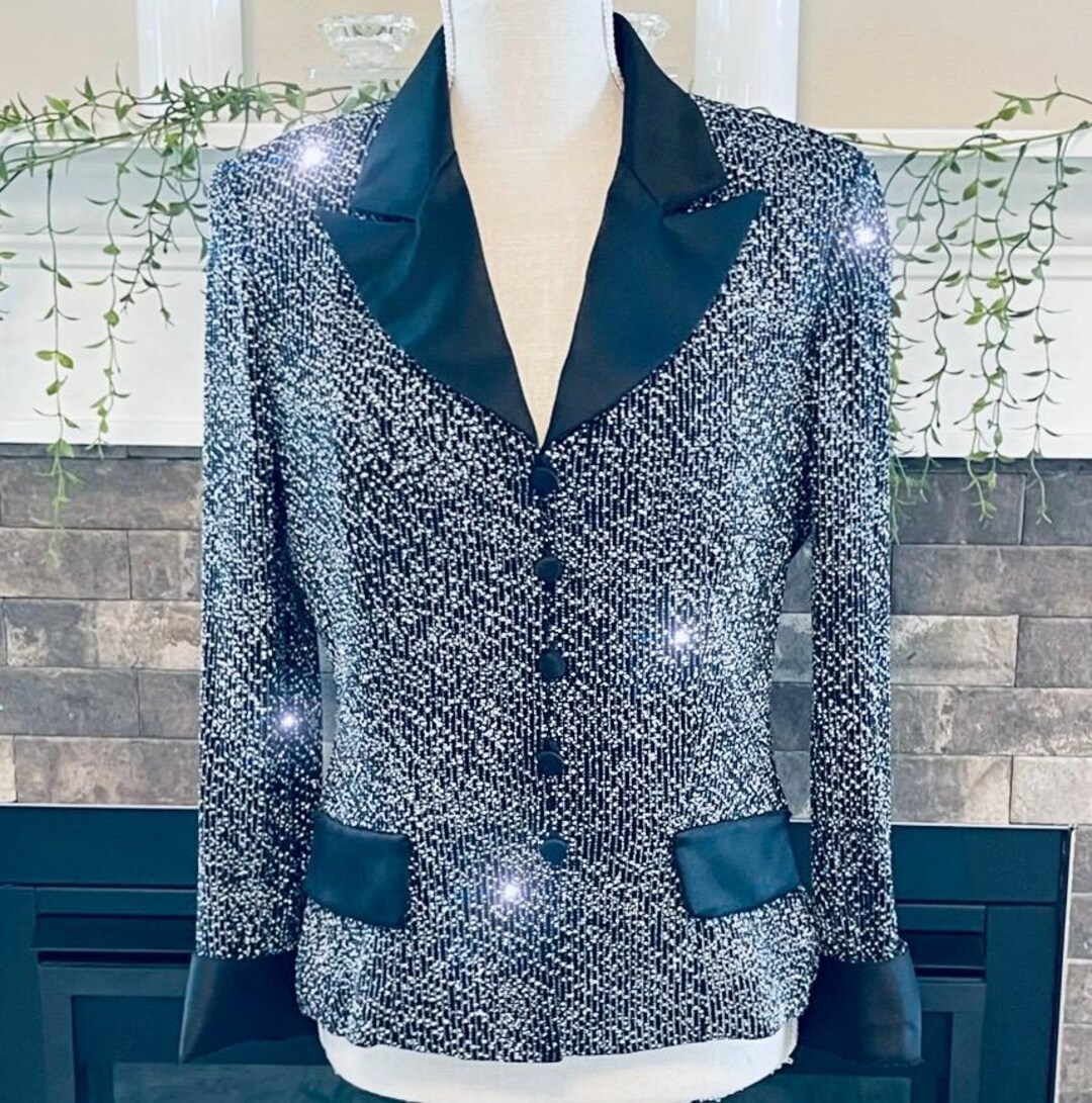 Sparkling Black Iridescent Formal Jacket Tuxedo Style by Alex Evenings ...