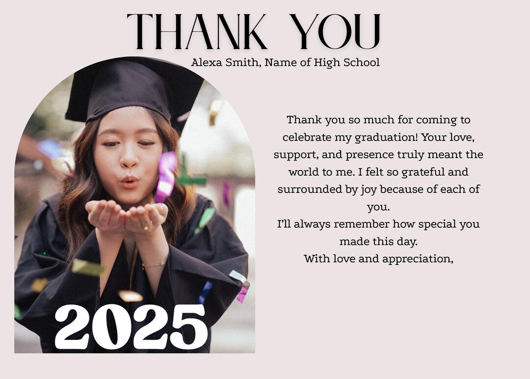 Editable Graduation Thank You Card Canva Template Graduation Photothank ...