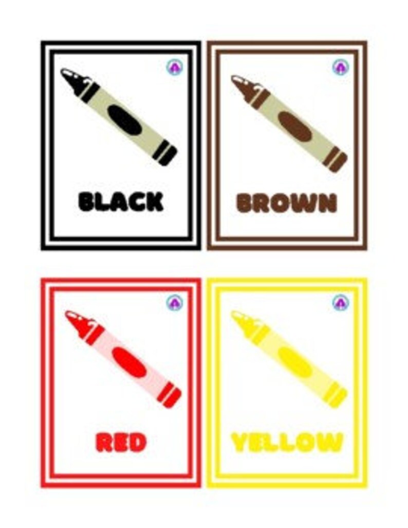 Colored Crayon Flashcards for Color Learning - Etsy