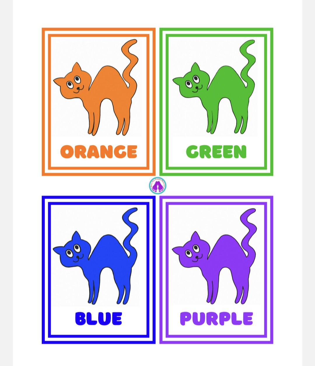Halloween Colored Cats Flashcards! - Etsy