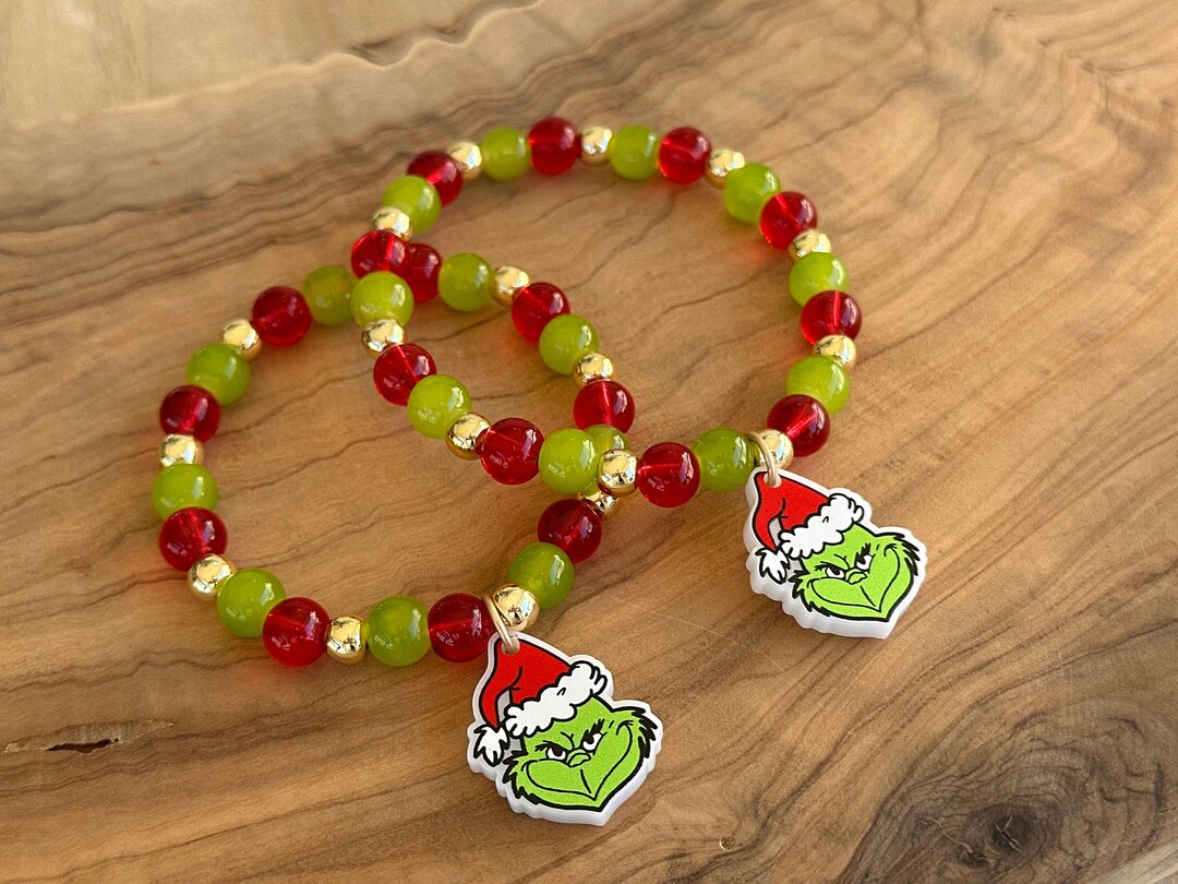 The Grinch Christmas Bling Stretch Bracelet - Etsy