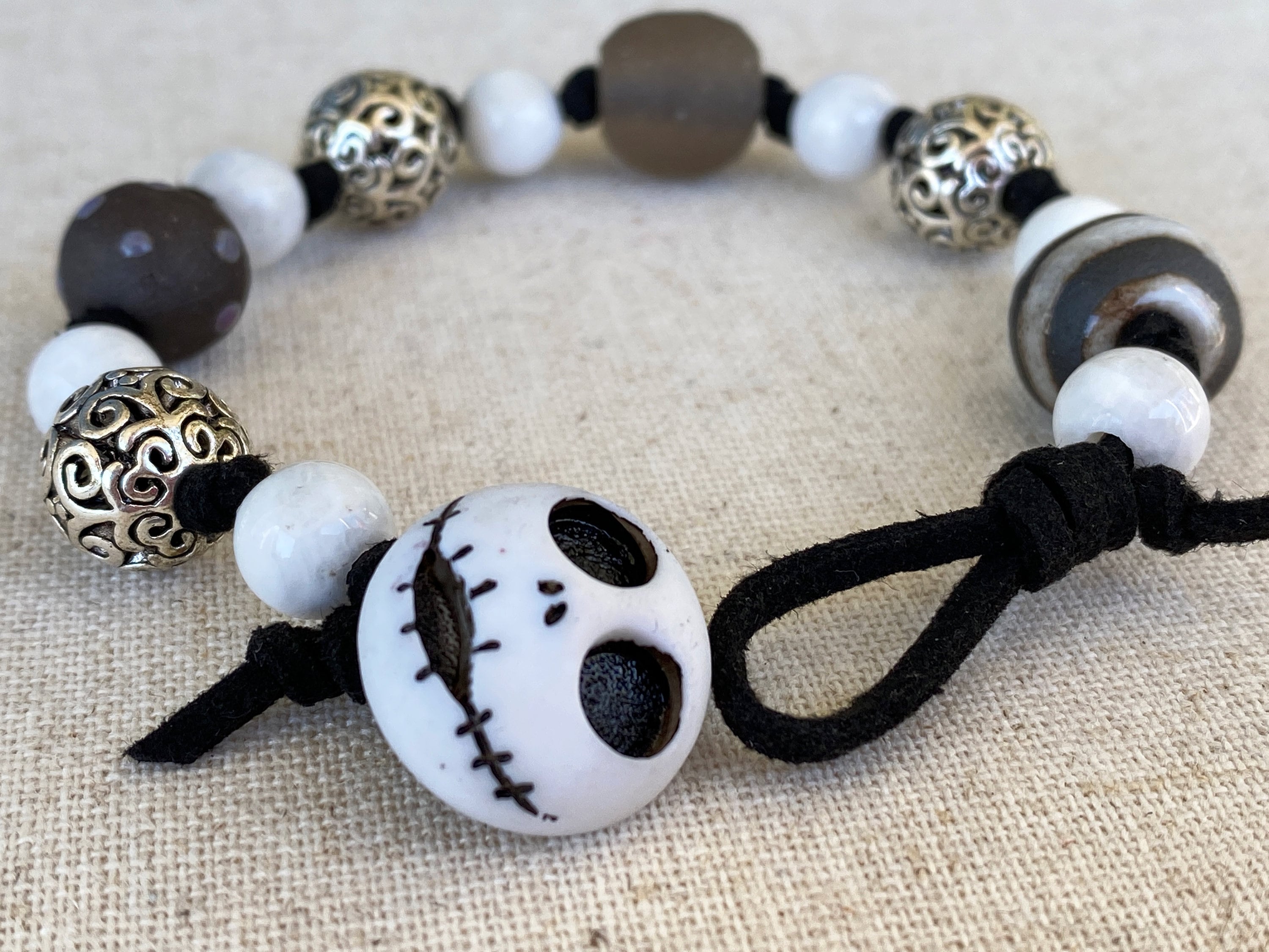 Jack Skellington Moonstone Bracelet: Nightmare Before Christmas Suede ...